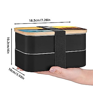 Sunset In Barcelona Adult Lunch Box, Bento Box, With Cutlery Set Of 3, 2 Compartments, Rectangular, Lunch Box For Adults