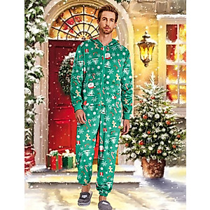 Ekouaer Men One Piece Pajama Fleece Onesie Pajama Zipper Jumpsuit with Pockets S-XXL