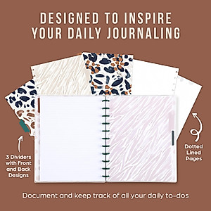 Happy Planner Daily Notebook for School, Office or Journaling - 60 Sheets Dotted Paper with 3 Dividers - Notebook for Student or Teacher - Gone Wild Theme - Large Notebook 8.5" x 11