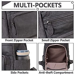 RAVUO Backpack Purse for Women, PU Leather Anti-theft Backpack Fashion Convertible Shoulder Bag for Ladies Three Ways to Carry