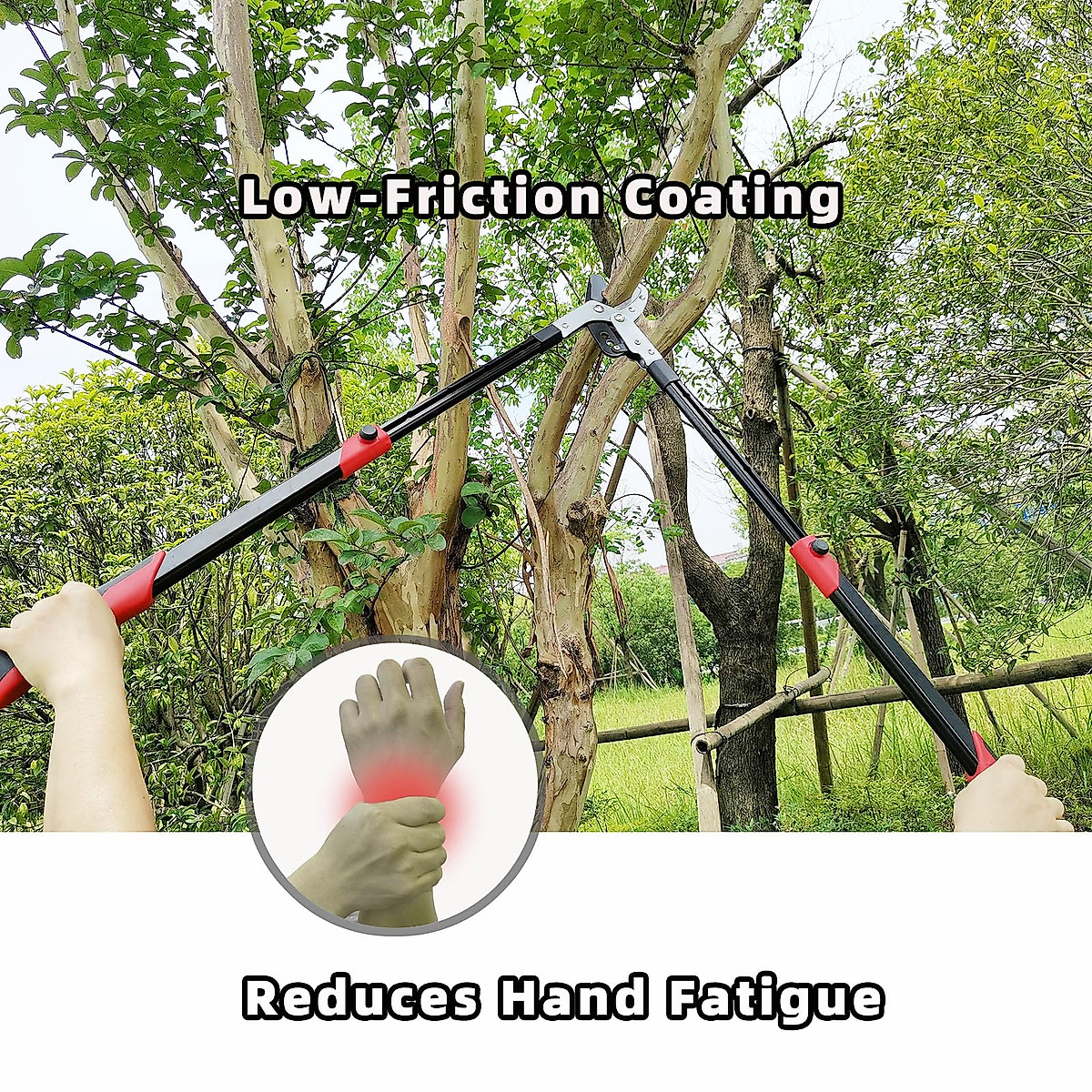 YRTSH Loppers Branch Cutter Tree Trimmer Extendable Lopper with Compound Action, Chop Thick Branches Effortlessly, 28"-41" Telescopic Heavy Duty Tree Clippers with 2 Inch Clean Cut Capacity