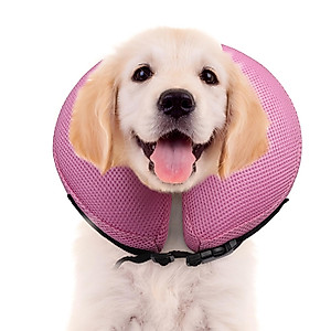 Winmily Dog Donut Collar,Breathable Soft Inflatable Dog Cone Collar for Large Medium Small Dogs Cats Alternatives After Surgery,E Collar,Elizabethan Collar for Dogs Recovery-Pink