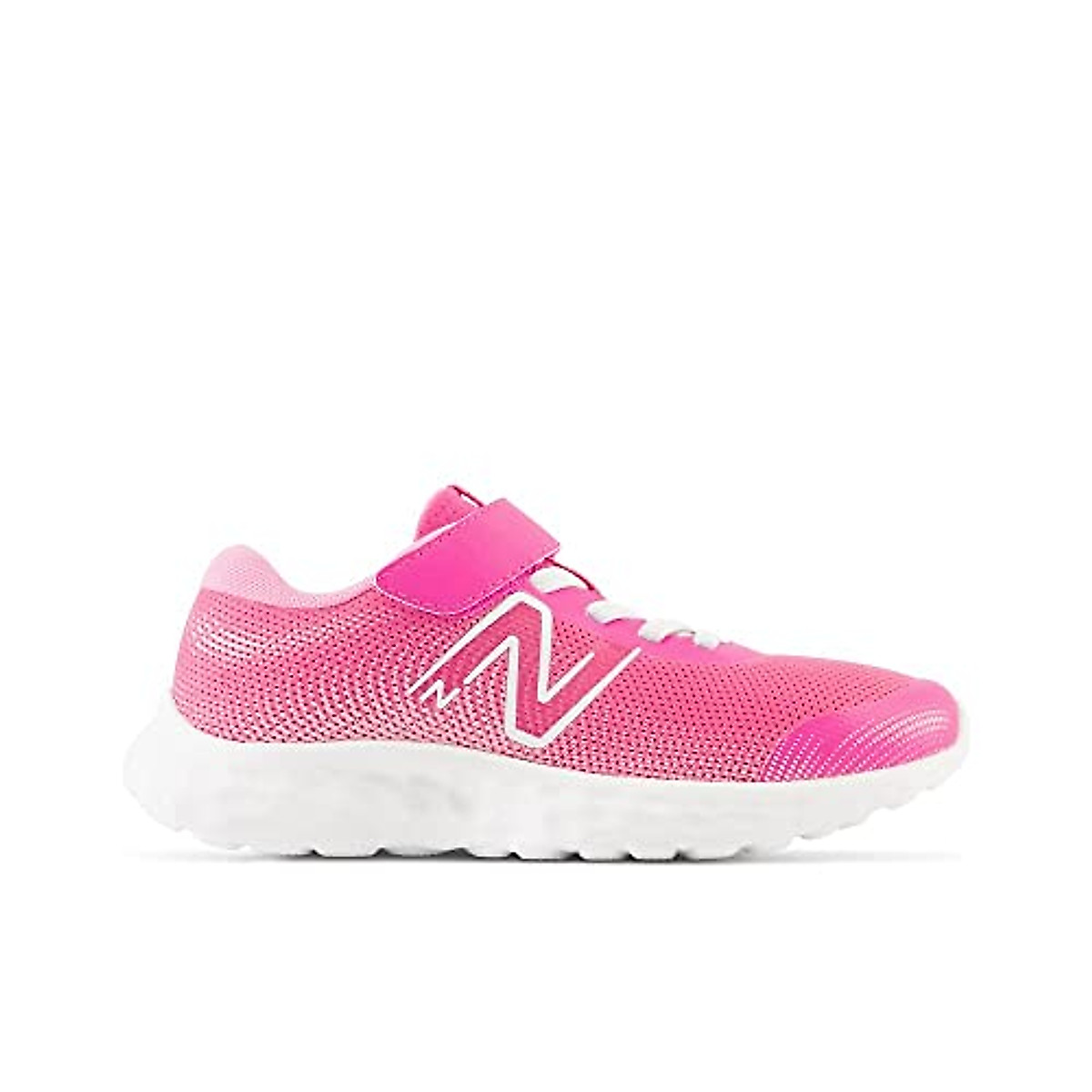 New Balance Girls DynaSoft 520 V8 Bungee Running Shoe, Hi-Pink/White/Signal Pink, 2 Little Kid