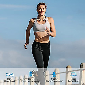 CHENG FEI KE Bluetooth Headphones,Retractable Wireless Earbuds Neckband Headset Sports Noise Cancelling Stereo Earphones with Mic 24 Hrs Playtime Call Vibrate Alert (Black)