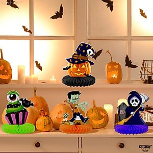 KatchOn, Halloween Centerpieces for Tables - Pack of 9 | Halloween Birthday Party Decorations for Kids | Halloween Party Table Centerpieces Honeycomb for Halloween Party Decorations
