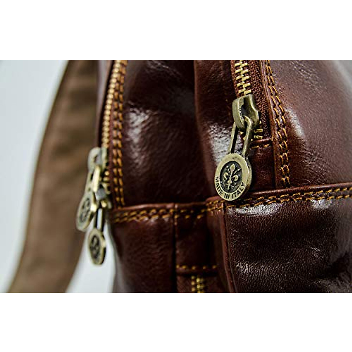 Time Resistance Leather Business Backpack - Handmade Business Daybag for Laptop A4 Portfolio Travel Satchel Rucksack Bag - Dark Brown Unisex