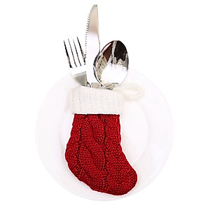 10/12Pcs Christmas Silverware Holder Xmas Cutlery Dinner Table Decoration Santa Claus Snowflake Flatware Pockets (Stocking)
