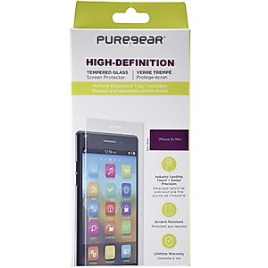 PureGear HD Clear Tempered Glass Screen Protector for iPhone Xs MAX 6.5" with Self Alignment Installation Tray, Touch Sensitive, Case Friendly, Lifetime Replacement Warranty