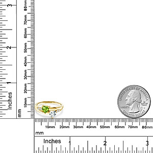 Gem Stone King 925 Sterling Silver Green Peridot Sky Blue Aquamarine and White Lab Grown Diamond Ring For Women (0.96 Cttw, Heart Shape 5MM, Available in size 5, 6, 7, 8, 9)