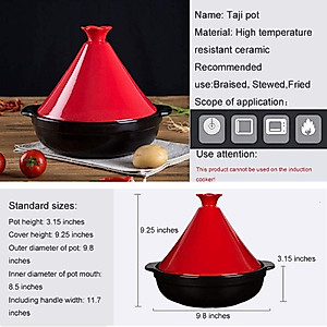 Tagine Moroccan Cast Iron Cooker Pot, Enameled Heat-Resistant Non-stick Casserole, with Lid - for 3-5 Persons Hand,Yellow