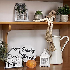 Tiered Tray Decor 11 Pieces, MCZTO Farmhouse Decor for Tiered Tray, White Exquisite Relief Design Sign Rustic Table Ornaments for Kitchen Table Decoration, Gift (Tiered Tray NOT Included)