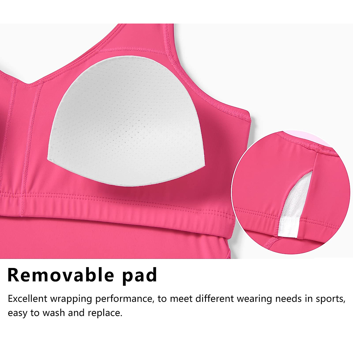 Dragon Fit Women's Tank Top Padded Sports Bra Running Workout Yoga Crop Top Bright Pink