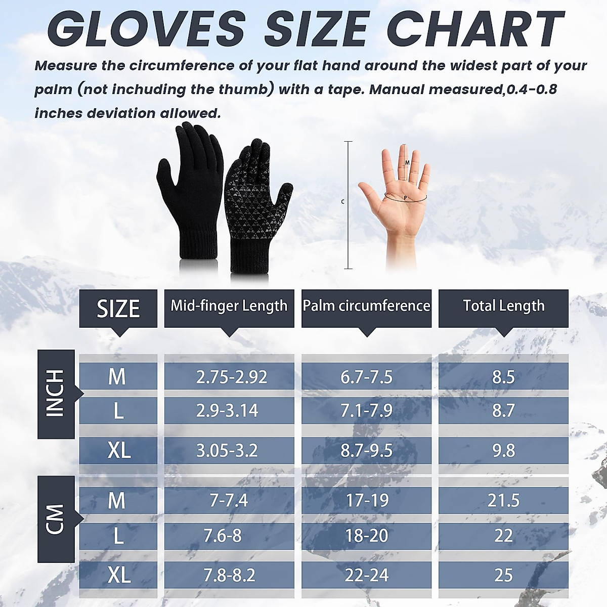 Pleneal 2 Pairs Winter Gloves for Men Women - Upgraded Touchscreen Knit Gloves, Anti-Slip Thermal Gloves, Elastic Cuff