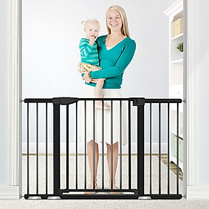 Baby Gates for Doorways, RONBEI 29.93"-51.5" Walk Through Baby Gate Extra Wide Baby Gates for Stairs, Pet Dog Gates Auto Close Safety Child Doorway Gates for Kids or Pets