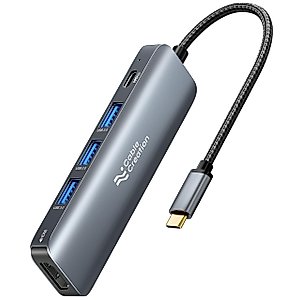 USB C Hub, CableCreation 5-in-1 USB C to HDMI Multiport Adapter, 100W PD, 3 USB 3.0 Ports for MacBook Pro, MacBook Air M1/M2, iPad Pro, Surface Pro, XPS