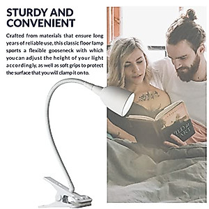 Newhouse Lighting NHCLP-OL-WH Olivia LED Clamp Light Desk Lamp with Flexible Gooseneck, 3 Brightness Levels & 3 Color Modes, White