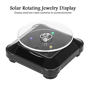Solar Showcase 360 Degrees Display Stand, Rotating Turntable with LED Light for Watch Phone Jewelry Display Stand(Black)