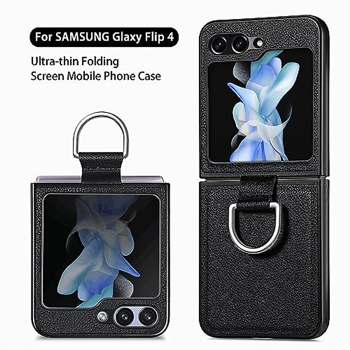 phone flip case Case Compatible with Samsung Galaxy Z Flip 5 Case with Ring ,Galaxy Z Flip 5 2023 Premium PU Leather Protective Phone Case Cover ,Slim Thin Protection Wireless Charging Shockproof Case