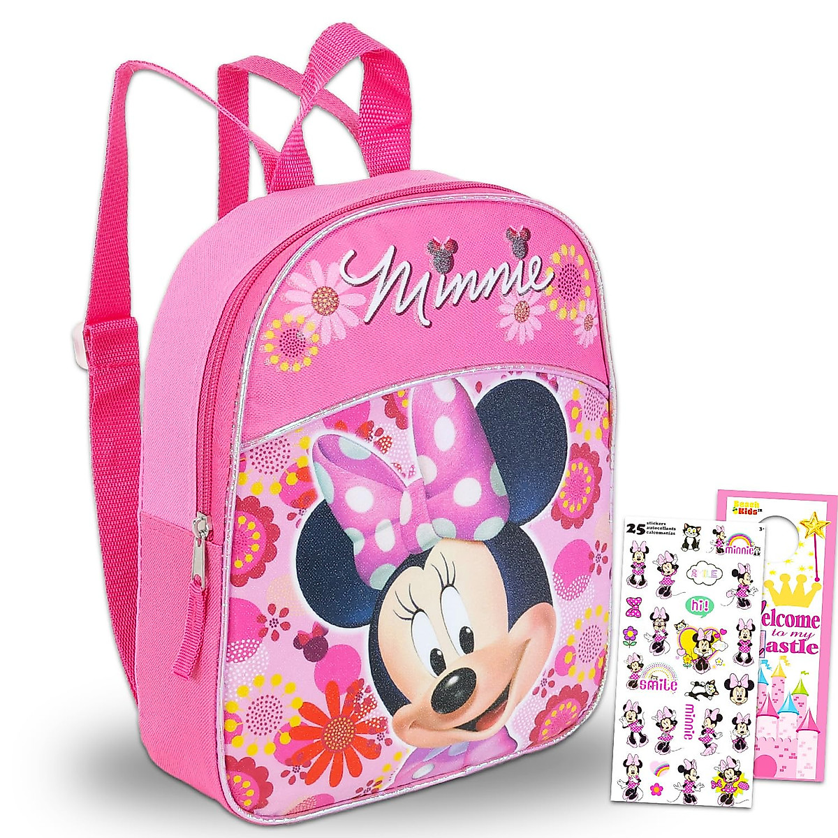 Disney Minnie Mouse 11" Mini Toddler Pre-School Backpack Bundle with Sparkles