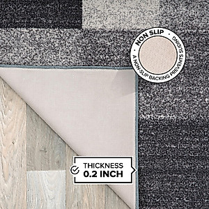 Rugshop Modern Boxes Design Non-Slip (Non-Skid) Area Rug 8 x 10 (7' 10" x 10') Gray