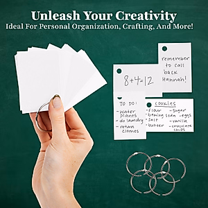 Blank Flash Cards for Studying - 2" x 3" Blank Index Notecards - 1000 Pre Hole Punched White Index Cards with Metal Binder Rings - Blank Flashcards for GMT Prep, Math, and Language