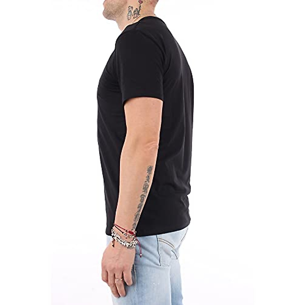 A|X Armani Exchange Men's Basic Pima V Neck Tee, Black, Medium