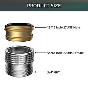 iFealClear Brass Garden Hose Adapter Kit with Female Aerator, Faucet to Hose Adapter with Extra Brass Faucet Thread Adapter, Hose Adapter Connect from Faucet to Garden Hose Female to Male, Chrome