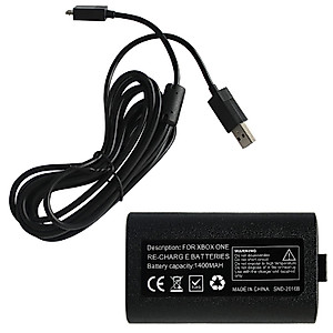 OSTENT USB Charger Cable Cord + Battery Pack for Microsoft Xbox One Wireless Controller
