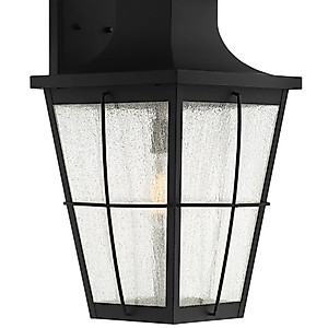 Phia Modern Industrial Outdoor Wall Light Fixture Rich Black Metal 23 1/4" Clear Seeded Glass for Exterior House Porch Patio Outside Deck Garage Yard Front Door Garden Home - John Timberland
