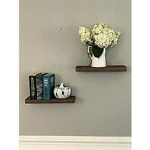 AVIGNON HOME Rustic Floating Wood Shelves Wall Mount Hanging Shelves Book Shelves Industrial Wood Book Shelves Storage, Display & Decor 16" Wide (Brown, 16 inches)