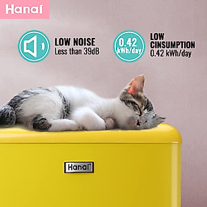 WANAI 3.5 Cu.ft Compact Refrigerators Mini Fridge with Freezer Yellow Small Fridge Dual Door Classic Retro Refrigerator Removable Glass Shelves Adjustable Thermostat for Home Office Dorm RV