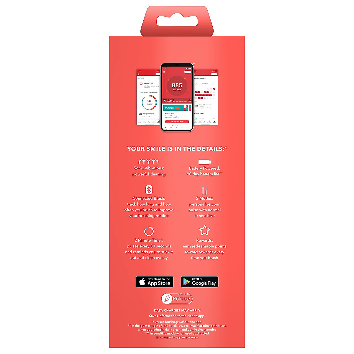 hum by Colgate Smart Rhythm Sonic Toothbrush Kit, Battery-Powered, Slate Grey