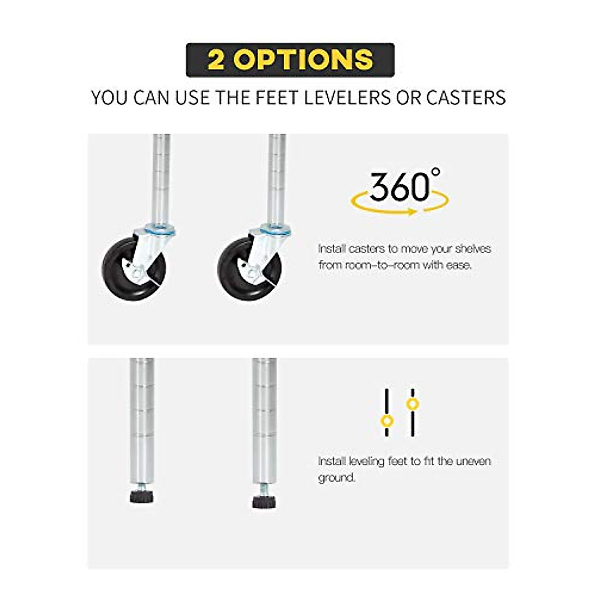 BestMassage Wire Shelving Unit Heavy Duty Garage Storage Shelves Large Metal Shelf Organizer 6-Tier Height Adjustable Commercial Grade Utility Steel Storage Rack with Wheels,18 x 48 x 72 (Chrome)