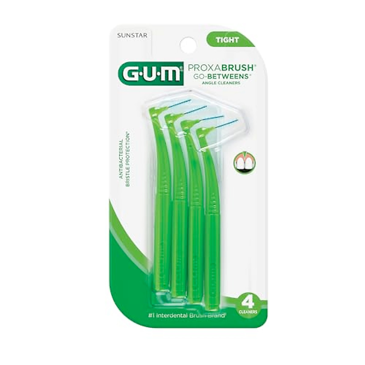 GUM Proxabrush Go-Betweens - Angled- Interdental Brushes - Soft Bristled Dental Picks for Plaque Removal Health - Safe for Braces & Dental Devices, 4ct (6pk)