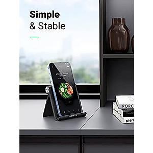 UGREEN 2 Pack Cell Phone Stand Desk Accessories Adjustable Foldable iPhone Stand Holder Desktop Compatible with iPhone 14 Pro Max 14 Plus 13 12 Pro 11 SE Galaxy S23 Ultra Black White