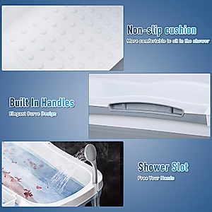 Portable Bathtub for Adult - Large 56'in Foldable Collapsible tub - Ergonomically Designed for the Ultimate Relaxing Soaking Bath. Ideal for Small Spaces - Quick,Folding Bathtub