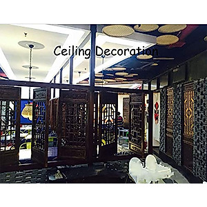 100% Handwoven Flat Wicker Round Fruit Basket Woven Food Storage Weaved Shallow Tray Bin Vegetable Organizer Holder Bowl Decorative Rack Display Kids DIY Art Drawing Board Tablet Paint (42cm/16.5")