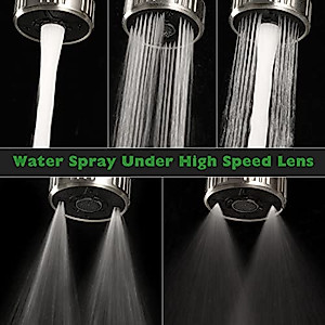 Faucet Sprayer Attachment, Big Angle Swivel Kitchen Faucet Aerator,Sink Faucet Head Replacement, 5 Spray Models, 55/64-27UNS Famale Thread, Male Thread Adapter included, Brushed Nickel