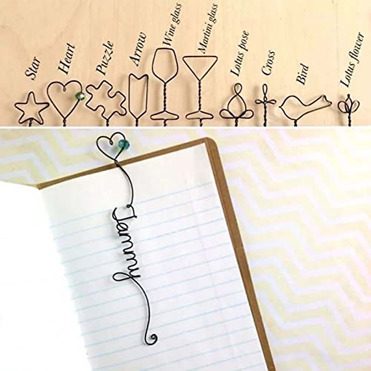 Personalized Unique Name Bookmark with Heart and Bead