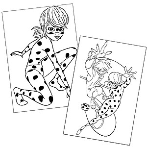 Miraculous Ladybug and Cat Noir - Activity Bundle - Miraculous Ladybug Stickers, Coloring Book, 2-Sided Door Hanger