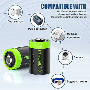 Tyrone ER14250 Battery [ 1/2 AA Size ][ 10 Pack ][ LS 14250 3.6V 1200 mAh Lithium Non Rechargeable ], Batteries Compatible for Dog Watch Fence Collars and Some of Baby Movement Monitor/Alarm Systems