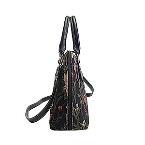 Signare Tapestry Hand & Shoulder Bag for Women |Fashionable Cross Body bag Purses for Woman |Satchel Bag for Women Girls Teen Floral Design|CONV-MGDBK