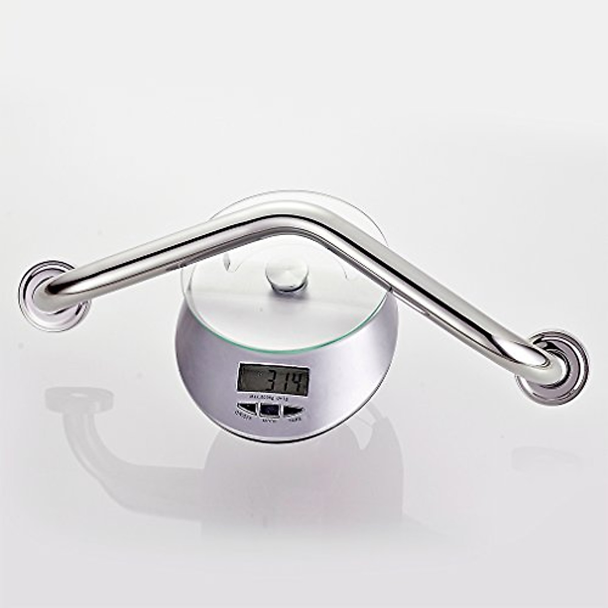 ROVATE Shower Angled Grab Bar, Bathroom Safety 17-Inch Stainless Steel Bathtub Grip, Chrome