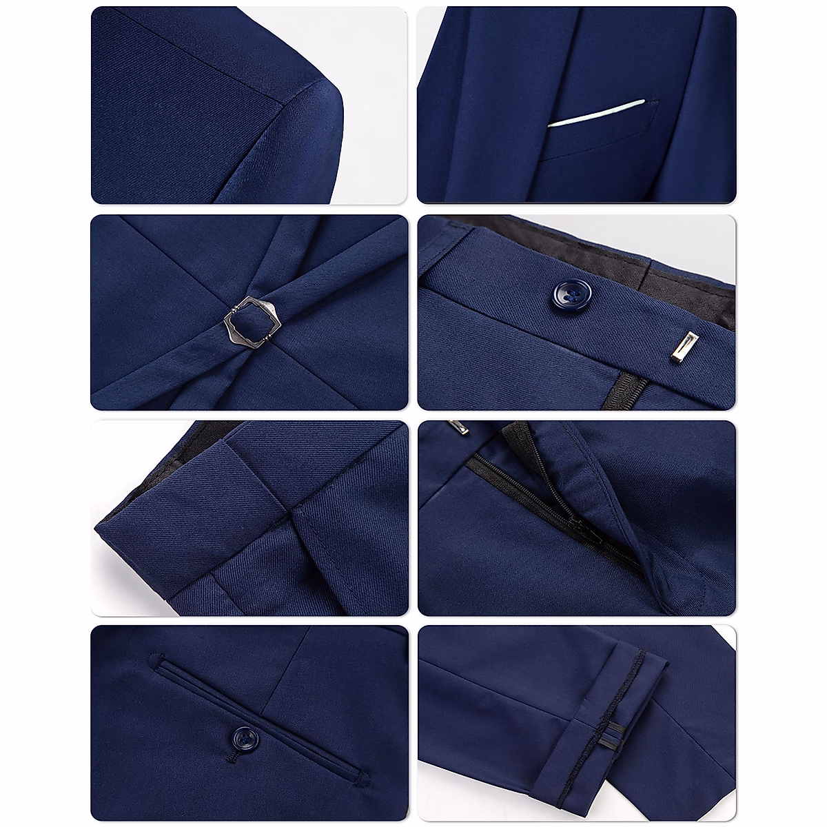 EastSide Men's Slim Fit 3 Pieces , One Button Sets Vest Pants Coat Suit, Khaki, Small