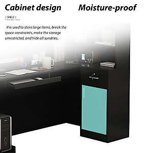 AGOTENI Reception Desk Reception Stations with Open Shelf & Drawers, L Shape Reception Table Wooden Computer Desk for Office Reception Room, Black