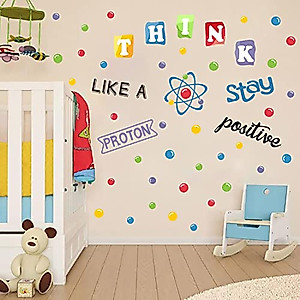 IARTTOP Science Wall Decal, Stay Positive Colorful Polka Dots Stickers, Inspirational Saying Laboratory Educational Decals, Chemistry Proton Wall Art For Nursery Middle Schoo Classroom Wall Stickers Decorations