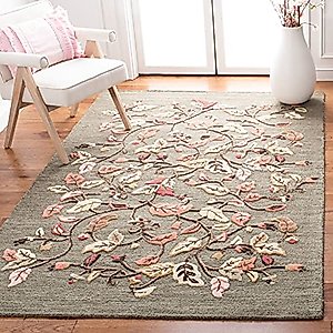 MARTHA STEWART x SAFAVIEH MARTHA STEWART Hand Tufted Autumn Woods Francesca Black Wool Rug, Francesca Black, 5' x 8'
