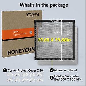 YOOPAI Honeycomb Laser Bed 500x500mm Honeycomb Working Table with Aluminum Panel for Laser Cutter Engraver Accessories, Desktop Protection, Fast Heat and Smoke Dissipation 19.7"x19.7"