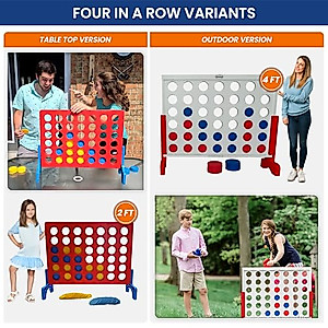Bolaball Giant 4 in a Row Outdoor Wooden Game with Travel Bag, Extra Large Family Fun Lawn & Yard Games, Jumbo Game for Adults & Kids (Tabletop - Pack of 1)
