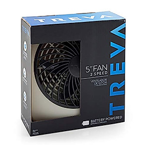 O2COOL Treva 5 Inch Battery Powered Fan Portable Desk Fan 2 Cooling Speeds with Compact Folding & Tilt Design Small Fan Cubicle Accessories Mini Fan Portable (Grey)